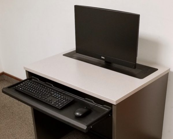Computer Desk with Recessed Monitor - Computer Station Nation